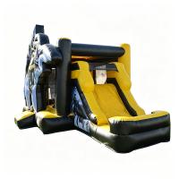 China Commercial Grade Bat Superhero Inflatable Bounce House with Slide Black Yellow Bouncy Castle for Party Rental Business for sale