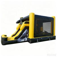 China Commercial Grade Bat Superhero Inflatable Bounce House with Slide Black Yellow Bouncy Castle for Party Rental Business for sale
