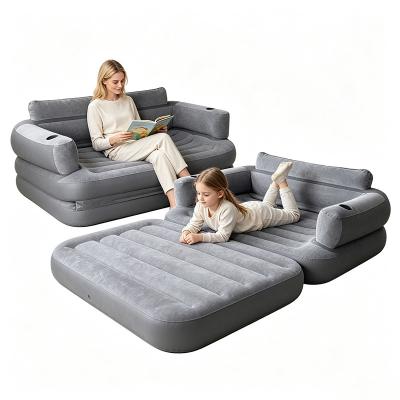 China Inflatable Sofa Bed Foldable Air Couch Blow Up Lounger with Armrests Flocked Surface for Living Room Camping Guest Bed(WGSFC0827) for sale