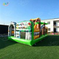 China Tropical Palm Tree Inflatable Obstacle Course Commercial Grade Double Slide Bouncy Castle For Party Rental Event（YKH066） for sale