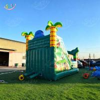 China Jungle Safari Animal Inflatable Slide Bouncy Castle Commercial Grade Zebra Giraffe Bouncer For Outdoor Party Rental(YKH067) for sale