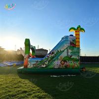 China Jungle Safari Animal Inflatable Slide Bouncy Castle Commercial Grade Zebra Giraffe Bouncer For Outdoor Party Rental(YKH067) for sale