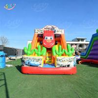China Commercial Grade Inflatable Slide Racing Car Theme Blow Up Water Slide For Kids Party Rental PVC Bouncer Slide With Blower（YKH068) for sale