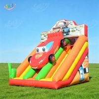 China Commercial Grade Inflatable Slide Racing Car Theme Blow Up Water Slide For Kids Party Rental PVC Bouncer Slide With Blower（YKH068) for sale