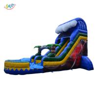 China Commercial Grade Inflatable Water Slide Tropical Wave Superhero Theme PVC Blow Up Bouncer Slide For Kids Party Rental（YKW094） for sale