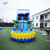 China Commercial Grade Inflatable Water Slide Tropical Wave Superhero Theme PVC Blow Up Bouncer Slide For Kids Party Rental（YKW094） for sale
