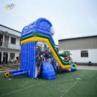 China Commercial Grade Inflatable Water Slide Tropical Wave Superhero Theme PVC Blow Up Bouncer Slide For Kids Party Rental（YKW094） for sale