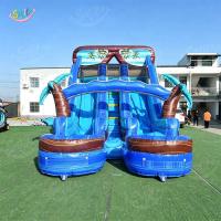 China Commercial Grade Inflatable Water Slide Tropical Wave Theme PVC Bouncer Slide With Pool For Party Rental（YKW096) for sale