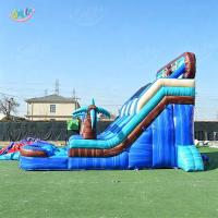 China Commercial Grade Inflatable Water Slide Tropical Wave Theme PVC Bouncer Slide With Pool For Party Rental（YKW096) for sale