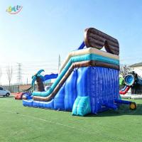 China Commercial Grade Inflatable Water Slide Tropical Wave Theme PVC Bouncer Slide With Pool For Party Rental（YKW096) for sale