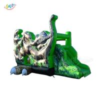 China Giant Dinosaur Inflatable Bouncy Castle Slide Combo Kids Prehistoric Adventure Playground For Party Event Rentals(YKC216) for sale