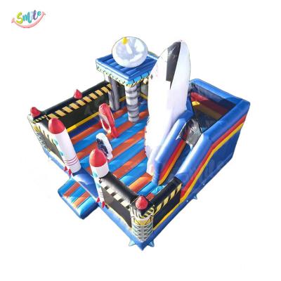 China Durable PVC Inflatable Rocket Obstacle Course Commercial Grade Bouncer Slide Combo For Event Rental Business(YKC217) for sale