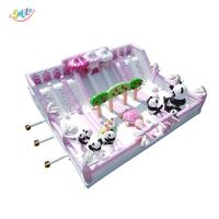 China 13x11m Giant Inflatable Theme Park Commercial Grade Pink Panda Inflatable Playground for Kids Party Rental Business(YKF066) for sale