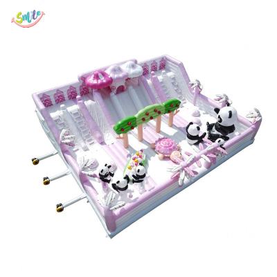 China 13x11m Giant Inflatable Theme Park Commercial Grade Pink Panda Inflatable Playground for Kids Party Rental Business(YKF066) for sale