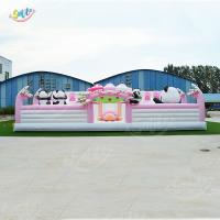 China 13x11m Giant Inflatable Theme Park Commercial Grade Pink Panda Inflatable Playground for Kids Party Rental Business(YKF066) for sale