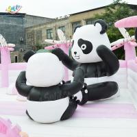 China 13x11m Giant Inflatable Theme Park Commercial Grade Pink Panda Inflatable Playground for Kids Party Rental Business(YKF066) for sale
