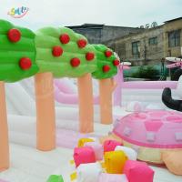China 13x11m Giant Inflatable Theme Park Commercial Grade Pink Panda Inflatable Playground for Kids Party Rental Business(YKF066) for sale