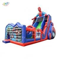 China Custom Giant Inflatable Slide Superhero Theme Commercial PVC Spider Hero Bouncy Slide for Event Rental Events(YKH073) for sale