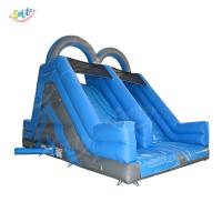 China Giant Inflatable Dual Lane Slide Commercial Grade Blue Grey Inflatable Bouncer Slide for Kids Party Rental(YKH074) for sale