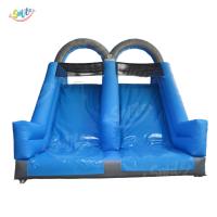 China Giant Inflatable Dual Lane Slide Commercial Grade Blue Grey Inflatable Bouncer Slide for Kids Party Rental(YKH074) for sale