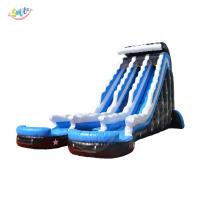China Custom Blue Wave Inflatable Water Slide Dual Lane Commercial PVC Bouncy Slide for Outdoor Summer Party Rental(YKW097) for sale