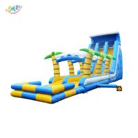 China Commercial Grade Tropical Inflatable Water Slide Dual Lane Palm Tree Slip and Slide with Splash Pool for Event Rental(YKW098) for sale