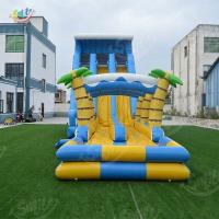 China Commercial Grade Tropical Inflatable Water Slide Dual Lane Palm Tree Slip and Slide with Splash Pool for Event Rental(YKW098) for sale