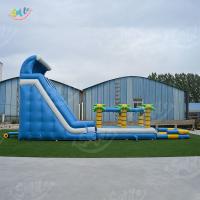 China Commercial Grade Tropical Inflatable Water Slide Dual Lane Palm Tree Slip and Slide with Splash Pool for Event Rental(YKW098) for sale