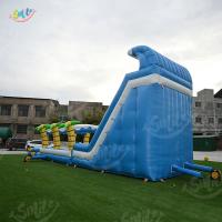 China Commercial Grade Tropical Inflatable Water Slide Dual Lane Palm Tree Slip and Slide with Splash Pool for Event Rental(YKW098) for sale