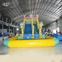 China Commercial Grade Inflatable Tropical Water Slide With Pool Palm Tree Theme Party Rental PVC Bouncer Slide For Kids（YKW100) for sale