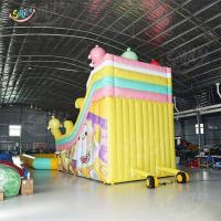 China Commercial Grade Inflatable Tropical Water Slide With Pool Palm Tree Theme Party Rental PVC Bouncer Slide For Kids（YKW100) for sale