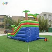 China Tropical Palm Tree Inflatable Slide With Splash Pool Summer Party Rental Commercial Grade Inflatable Water Slide（YKW101) for sale