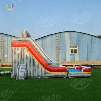 China Grey Marble Theme Inflatable Water Slide With Splash Pool Commercial Grade PVC Party Rental Slide For Summer Event(YKW103) for sale