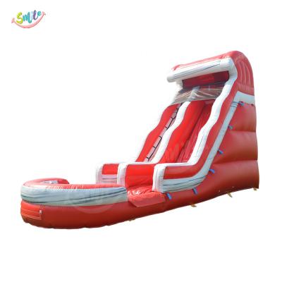 China Heavy Duty PVC Inflatable Water Slide With Pool Commercial Grade Red Marble Theme Bouncer Slide For Rental Business(YKW104) for sale