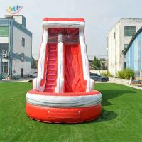 China Heavy Duty PVC Inflatable Water Slide With Pool Commercial Grade Red Marble Theme Bouncer Slide For Rental Business(YKW104) for sale