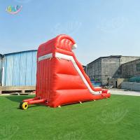 China Heavy Duty PVC Inflatable Water Slide With Pool Commercial Grade Red Marble Theme Bouncer Slide For Rental Business(YKW104) for sale
