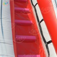 China Heavy Duty PVC Inflatable Water Slide With Pool Commercial Grade Red Marble Theme Bouncer Slide For Rental Business(YKW104) for sale