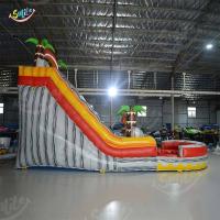 China Tropical Palm Tree Inflatable Water Slide With Splash Pool Grey Marble Theme Commercial Grade Slide For Summer Party(YKW105) for sale