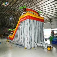 China Tropical Palm Tree Inflatable Water Slide With Splash Pool Grey Marble Theme Commercial Grade Slide For Summer Party(YKW105) for sale