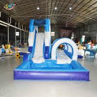 China Commercial Grade Inflatable Water Slide With Pool Blue White Party Rental PVC Bouncer Slide For Kids(YKW106) for sale
