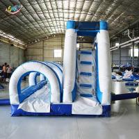 China Commercial Grade Inflatable Water Slide With Pool Blue White Party Rental PVC Bouncer Slide For Kids(YKW106) for sale
