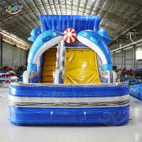 China Dolphin Theme Inflatable Water Slide With Splash Pool 25x13ft Commercial Grade PVC Slide For Summer Party Rental Event(YKW107) for sale