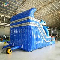 China Dolphin Theme Inflatable Water Slide With Splash Pool 25x13ft Commercial Grade PVC Slide For Summer Party Rental Event(YKW107) for sale