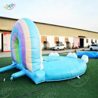 China Commercial Grade Inflatable Unicorn Mat 5m Diameter Rainbow Theme Mechanical Bull Safety Mat For Party Rental Business(YKG162) for sale