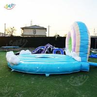 China Commercial Grade Inflatable Unicorn Mat 5m Diameter Rainbow Theme Mechanical Bull Safety Mat For Party Rental Business(YKG162) for sale