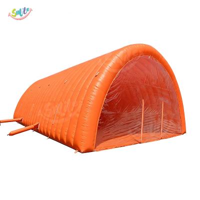 China Large Inflatable Event Tent Orange Tunnel Shelter With Transparent PVC Window For Outdoor Trade Show Promotion （YKT036) for sale