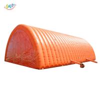 China Large Inflatable Event Tent Orange Tunnel Shelter With Transparent PVC Window For Outdoor Trade Show Promotion （YKT036) for sale
