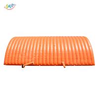 China Large Inflatable Event Tent Orange Tunnel Shelter With Transparent PVC Window For Outdoor Trade Show Promotion （YKT036) for sale