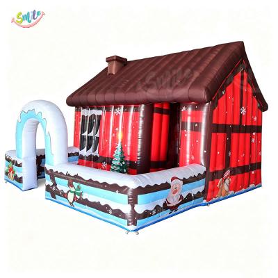 China Giant Inflatable Christmas House Santa Grotto Tent With Yard Arch Outdoor Holiday Party Decoration For Events Rental(YKT039) for sale