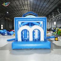 China Commercial Inflatable Obstacle Course Blue White Racing Game Giant Inflatable Slide For Outdoor Party Rental Events （YKO047) for sale
